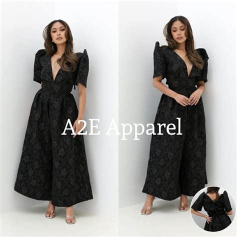 A2e Dessa Jumpsuit Modern Filipiniana Low Neckline Pantsuit