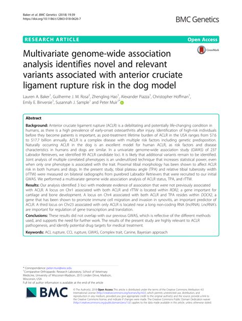 Pdf Multivariate Genome Wide Association Analysis Identifies Novel