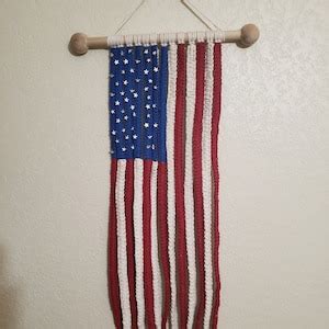 Large Macrame American Flag Etsy