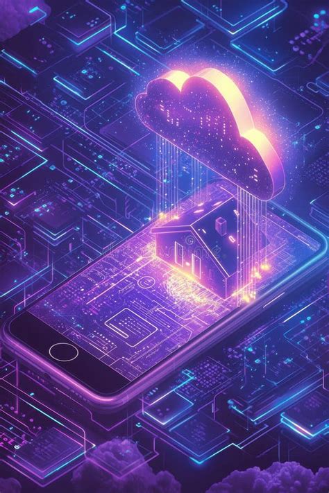 Isometric Illustration Of Cloud Computing And Smartphone Technology