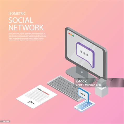 등등 측정 디자인 소셜 네트워크 웹 페이지 및 온보딩 스크린 템플릿 등등 측정 소셜 네트워크 Pc 모빌 폰 스톡 일러스트 등측