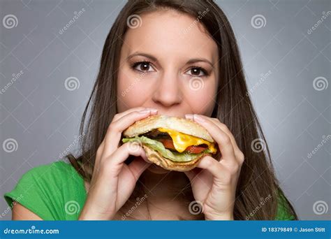 Girl Eating Hamburger Stock Image Image Of Diet Closeup 18379849