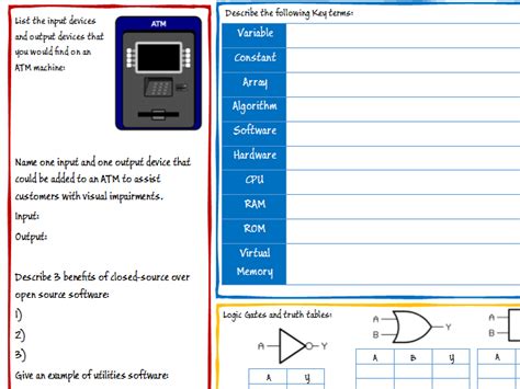 GCSE Computing Computer Science Mixed Revision Topics Worksheet A451
