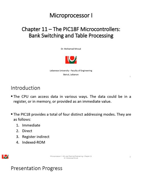 Lu Microprocessor I Chap11 The Pic18f Microcontrollers Bank Switching And Table