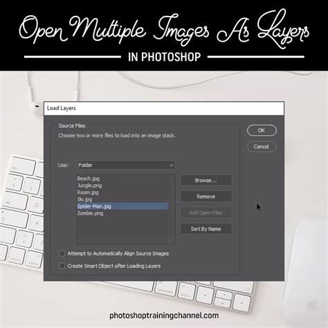 tutorial time open multiple images as layers in photoshop