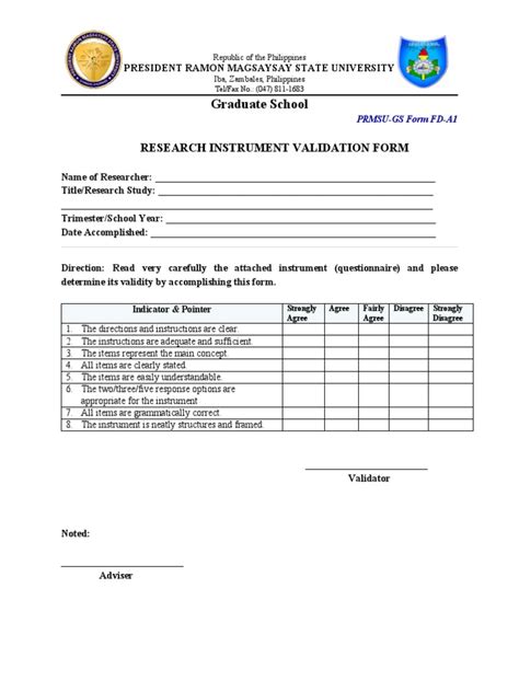 Gs Validation Form Revised Pdf
