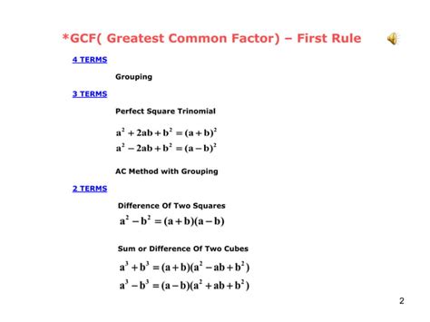 Complete Factoring Rulesppt