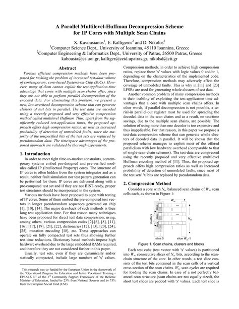 Pdf A Parallel Multilevel Huffman Decompression Scheme For Ip Cores With Multiple Scan Chains