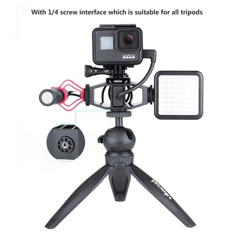 Vijim Gp 1 Gopro Vlogging Setup Bracket W 2 Cold Shoe Mic Mount Tripod