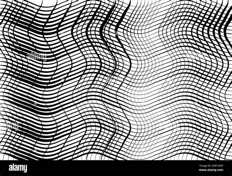 Grid Mesh Of Wavy Undulating Waving Billowy Lines Abstract Black And White Grayscale