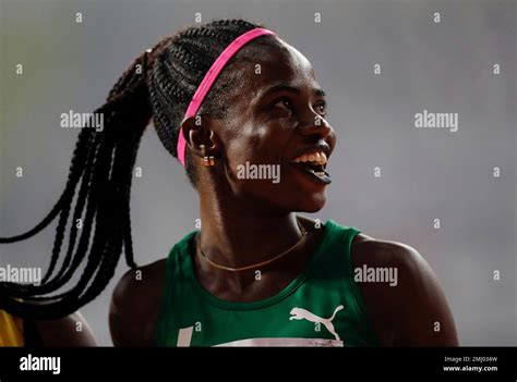 Tobi Amusan Of Nigeria Smiles After Finishing A Womens 100 Meter