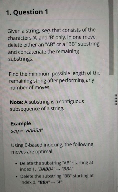 1 Question 1 Given A String Seq That StudyX