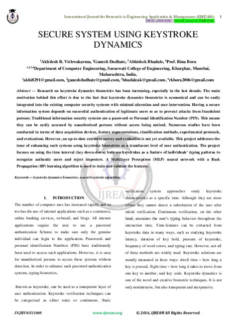 Pdf Secure System Using Keystroke Dynamics