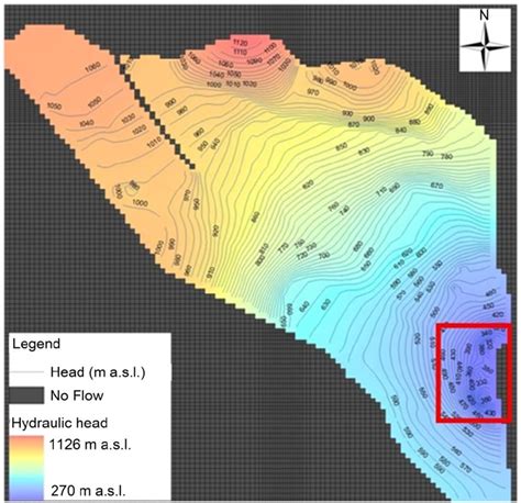 Results Of The Large Scale Groundwater Flow Model The Red Rectangle Download Scientific