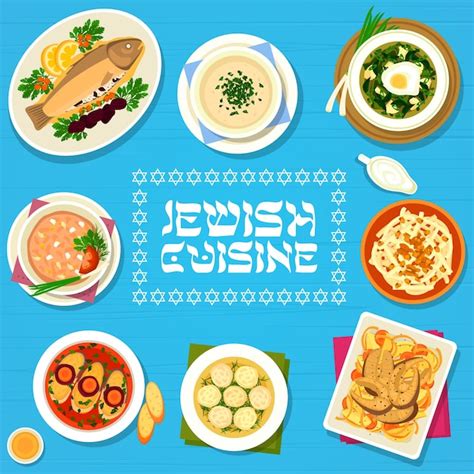 Bandeira De Vetor De Pratos De Restaurante De Cozinha Judaica Vetor