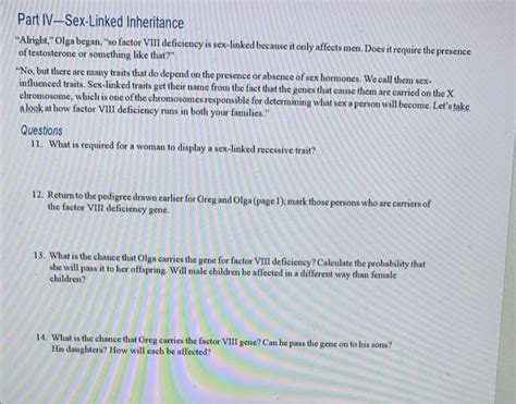 Solved Creg Part Iv Sex Linked Inheritance Alright Olga