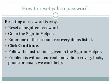 PPT Yahoo Password Reset Method PowerPoint Presentation Free Download ID