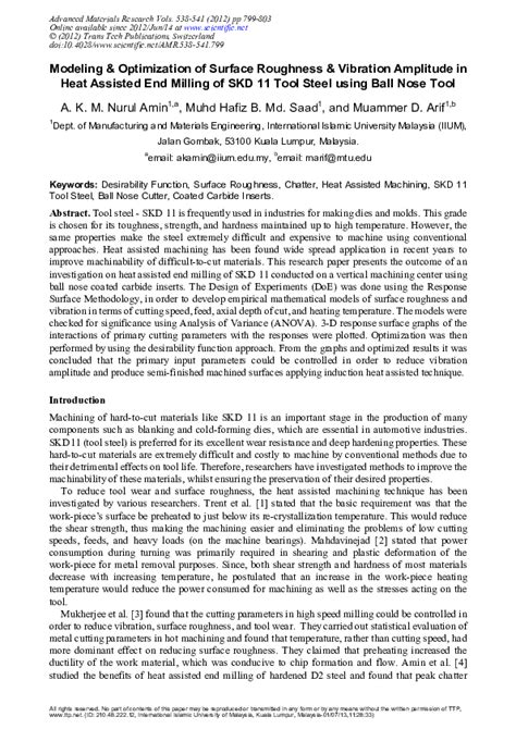 Pdf Modeling And Optimization Of Surface Roughness And Vibration Amplitude In Heat Assisted End