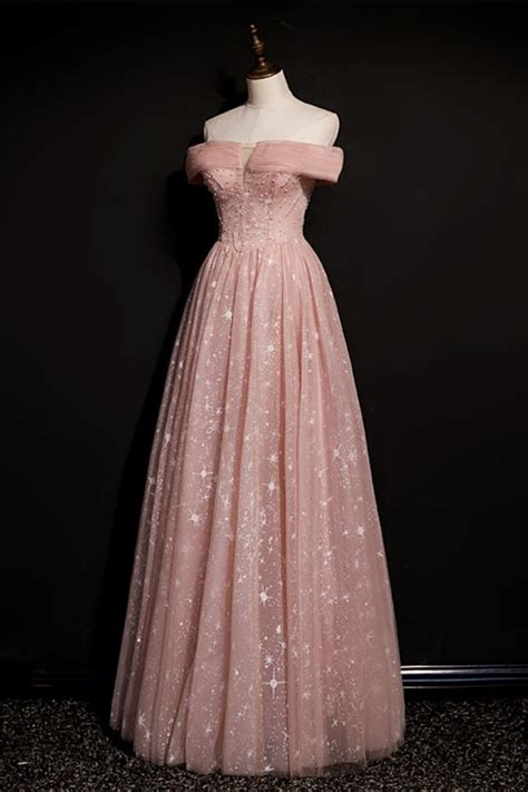 Stunning Off The Shoulder Pink Long Prom Dress Koweis