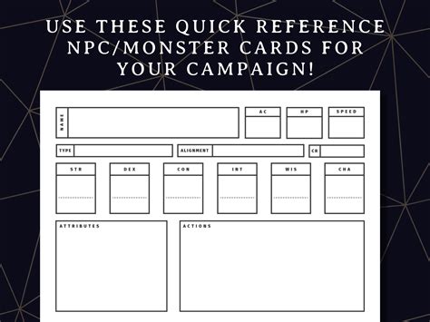Npc And Monster Cards 5e Worksheets Library