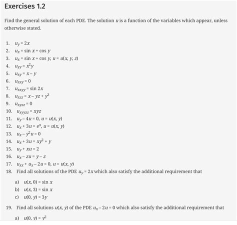 solved exercises 1 2 find the general solution of each pde