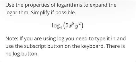 solved use the properties of logarithms to expand the