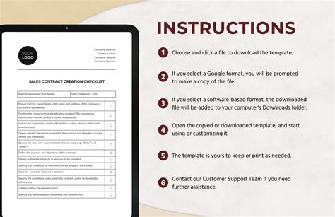 Sales Contract Creation Checklist Template In Word PDF Google Docs
