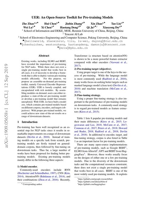 Pdf Uer An Open Source Toolkit For Pre Training Models