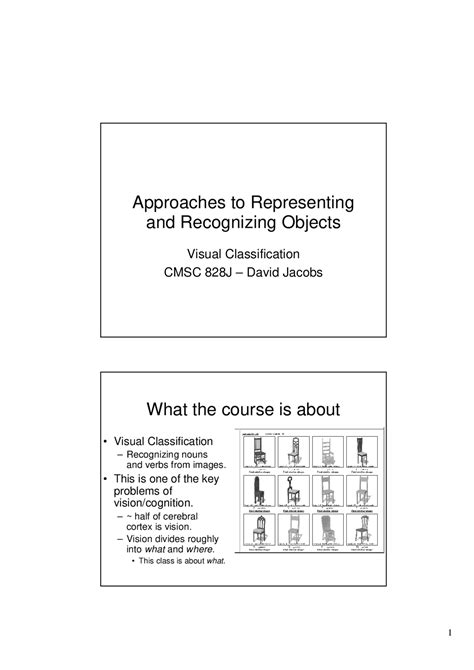 approaches to representing and recognizing objects slides cmsc 828j
