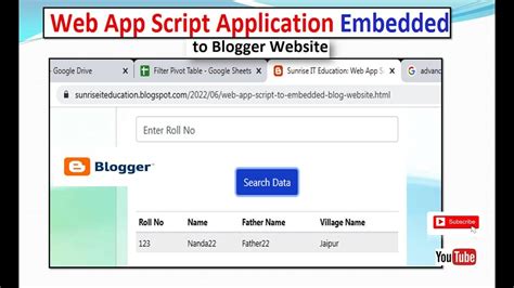 Web App Script Application Embedded To Blogger Website Ii Blog Mai
