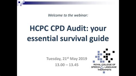 Rcslt Webinar Hcpc Cpd Audit Your Essential Survival Guide Youtube