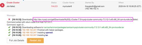 Deploy NDB Cluster Failed Because Not Correct Link In Job