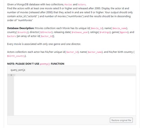 Given A Mongodb Database With Two Collections Movies