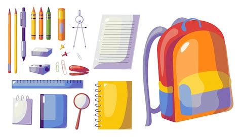 Premium Vector Back To School Set With Supplies Vector Flat Illustration