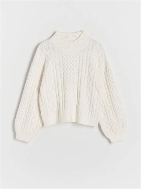 Pullover Mit Zopfmuster Farbe Creme Reserved 1757w 01x