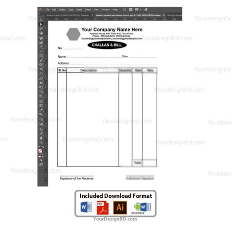 Delivery Challan And Invoice Format Editable Microsoft Word Docx