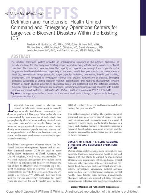 Pdf Definition And Functions Of Health Unified Command And Emergency