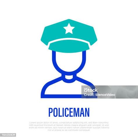 균일 한 얇은 라인 아이콘에 경찰관입니다 전문 직업의 벡터 그림입니다 경찰관에 대한 스톡 벡터 아트 및 기타 이미지 경찰관