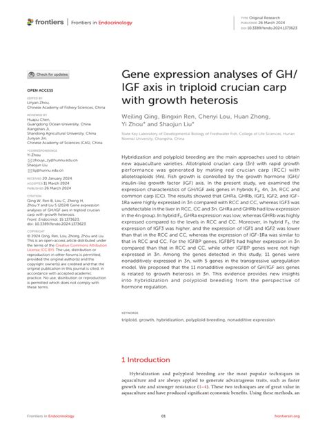 Gene Expression Analyses Of Ghigf Axis In Triploid Pdf