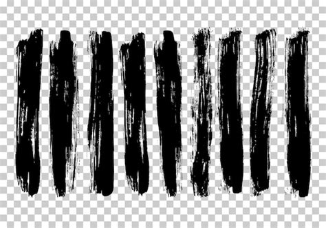 검정 페인트 잉크 브러시 스트로크 브러쉬 라인 세트 프리미엄 벡터