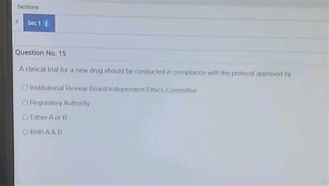 Sections Sect Question No 15 A Clinical Trial StudyX
