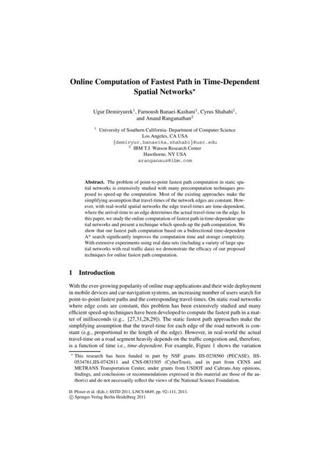 Pdf Online Computation Of Fastest Path In Time Dependent Spatial