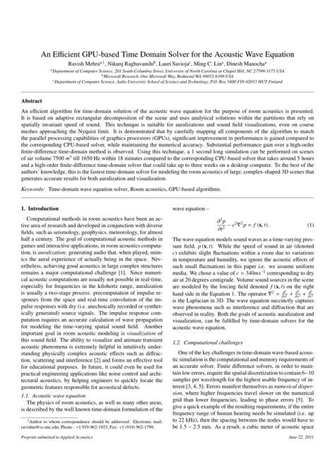 Pdf An Efficient Gpu Based Time Domain Solver For The Acoustic Wave