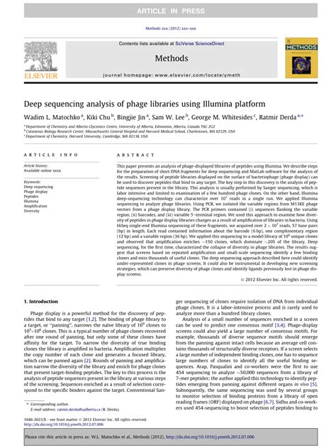Pdf Next Generation Sequencing Of Phage Displayed Peptide Libraries