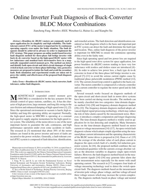 PDF Online Inverter Fault Diagnosis Of Buck Converter BLDC Motor Combinations