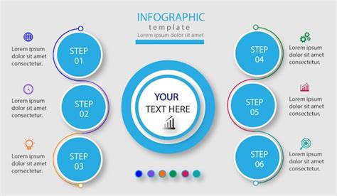Premium Vector Flow Chart Diagram With Circle Elements Infographic Design Template 6 Options
