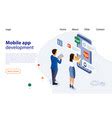 App Development Concept Office Woman And Interact Vector Image