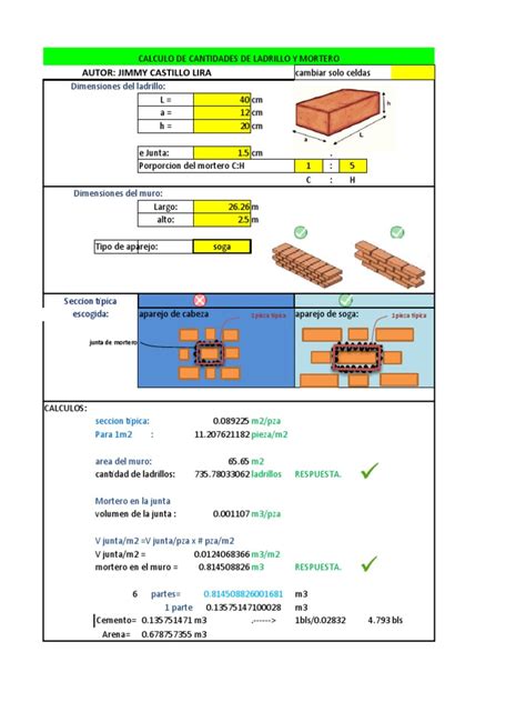 Calculo De Ladrillos Jcl Pdf Ladrillo Ingeniería De Edificación