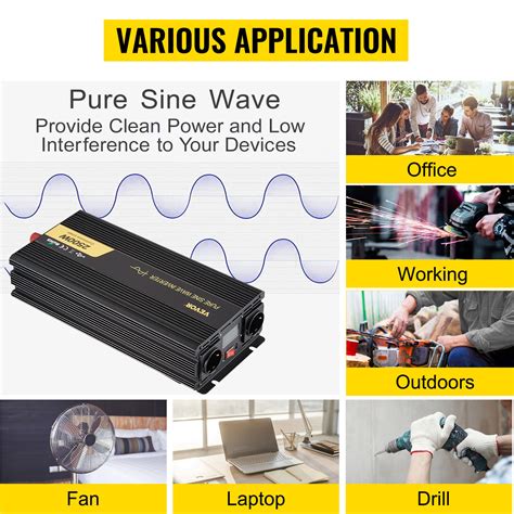 Vevor Convertisseur Pur Sinus Dc 12v à Ac 230v Convertisseur