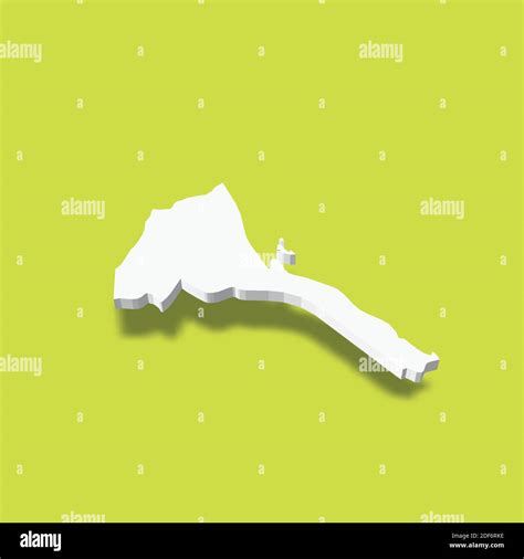 Eritrea White 3d Silhouette Map Of Country Area With Dropped Shadow On Green Background